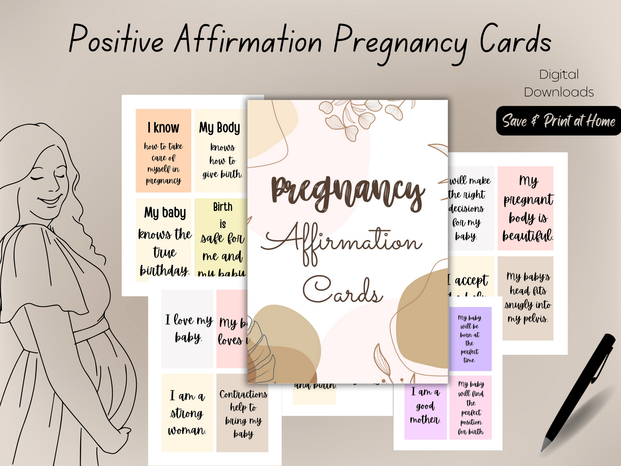Pregnancy Positive Affirmation Cards - Positive Affirmation Pregnancy ...