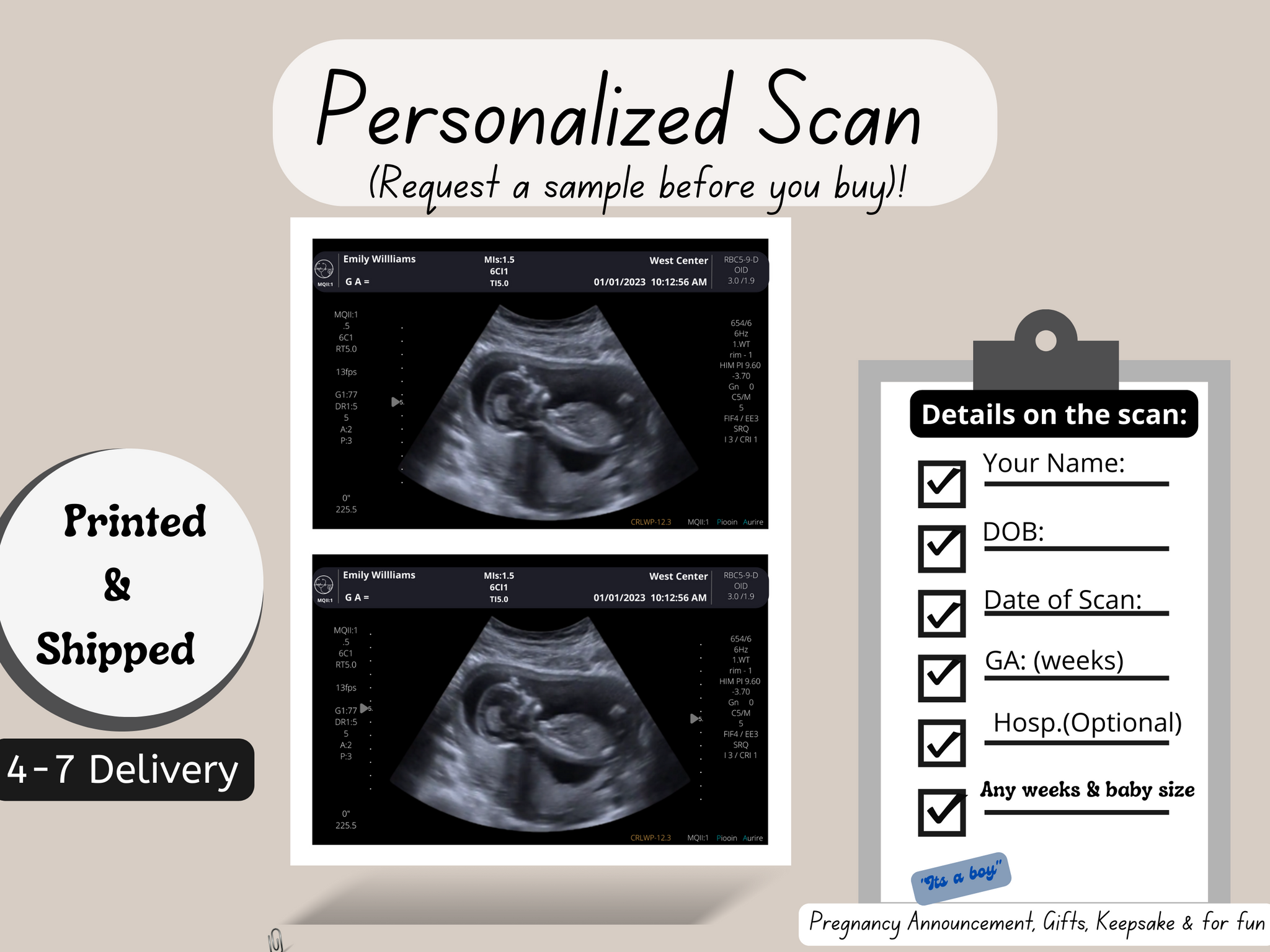 On SALE!! Fake Ultrasound Picture | INSTANT DOWNLOAD!! Customized Digi ...